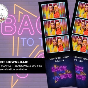 90s Neon Photo Booth Template 2x6 90s Birthday Photo Booth Template ...