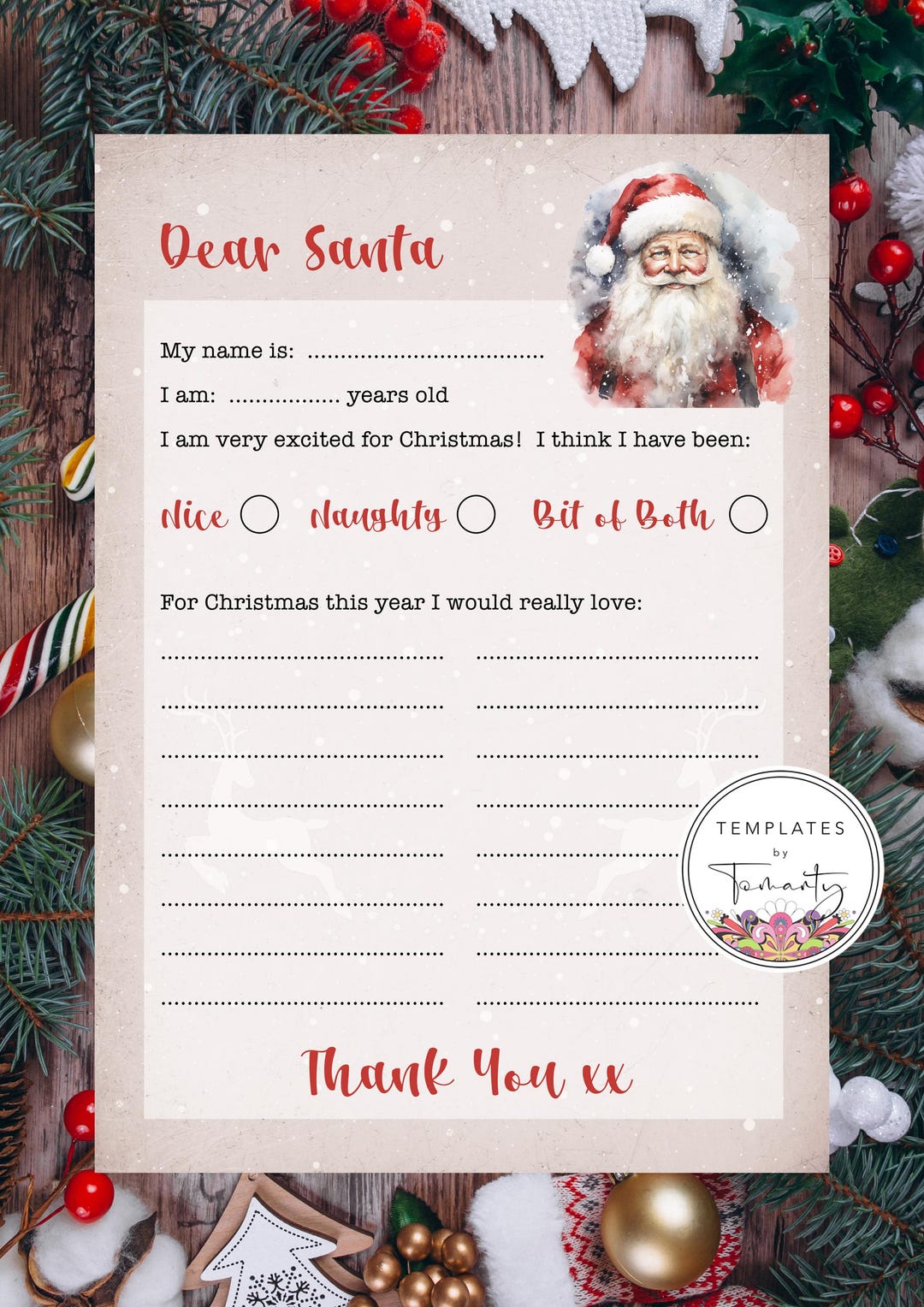 LETTER TO SANTA Naughty or Nice List Christmas List to Santa Christmas ...