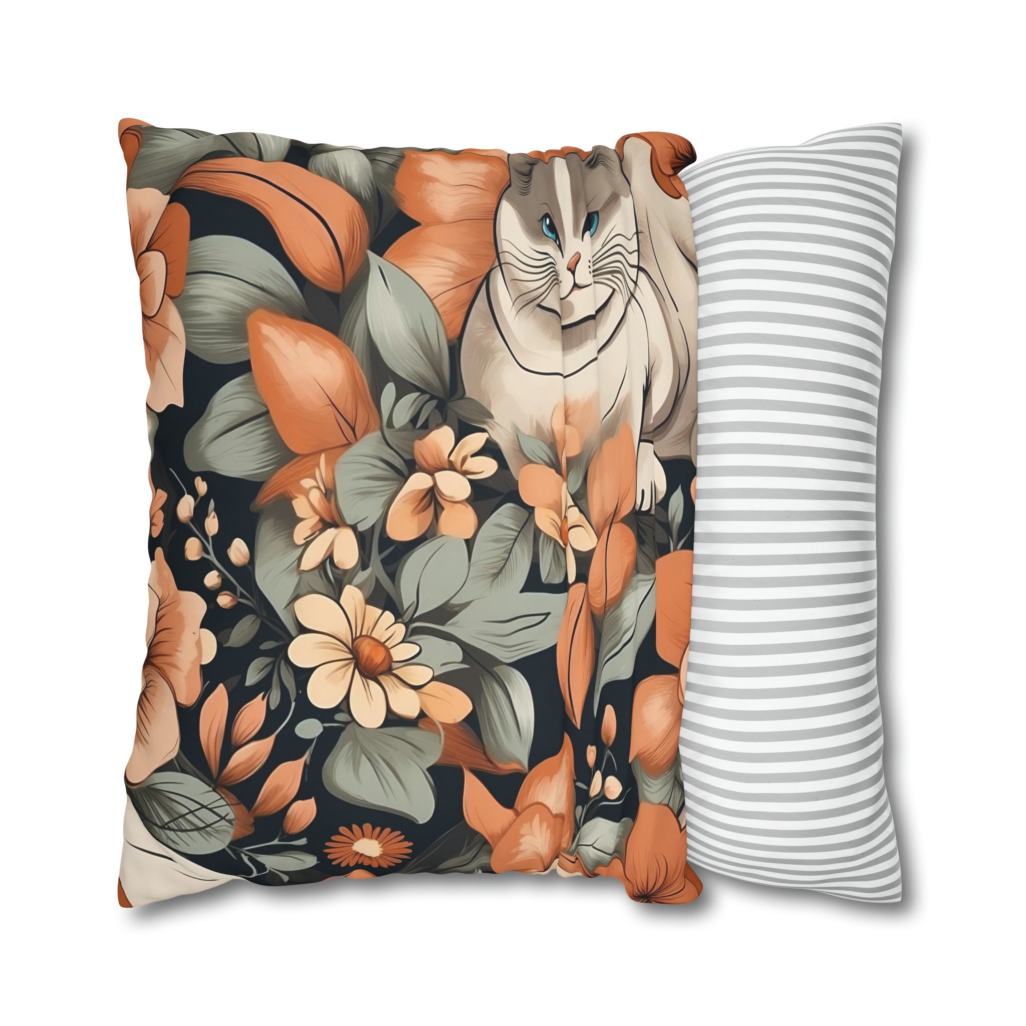 Seamless Vibrant Coloured Floral Pattern With Hiding Kitty Cat ...
