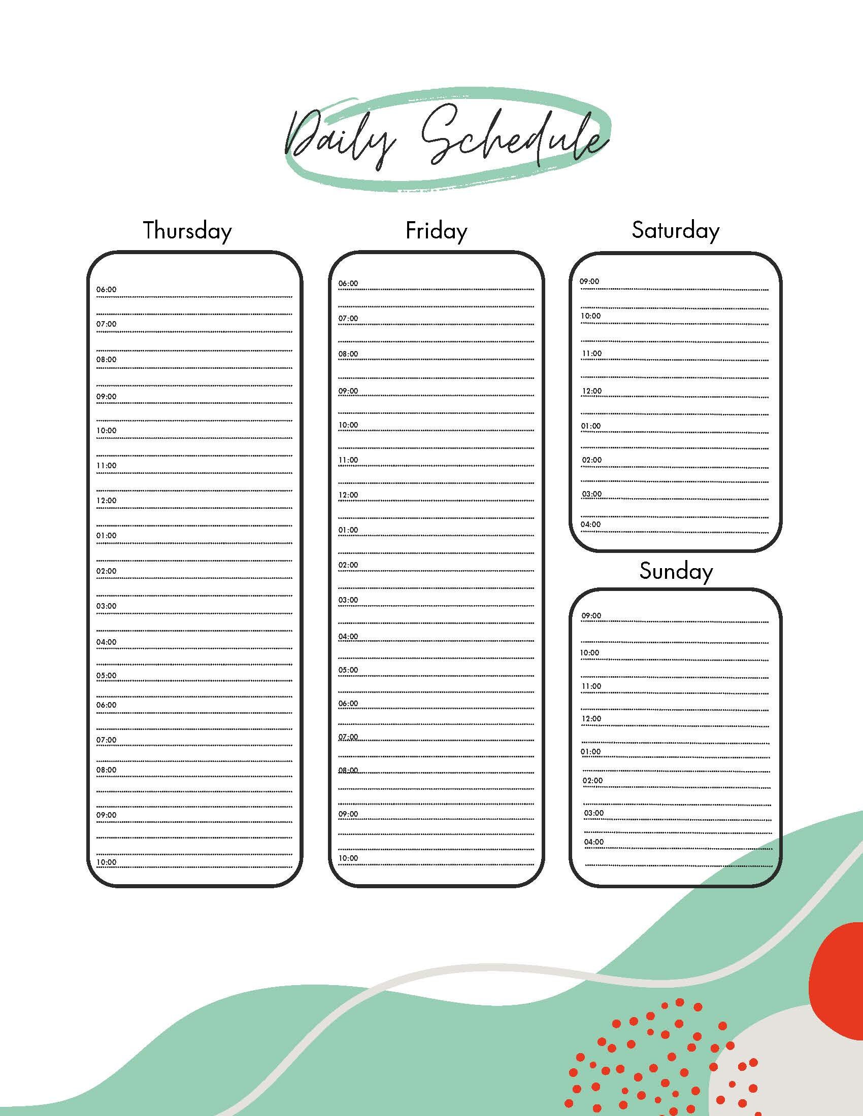 Household Schedule PDF Templates - Etsy