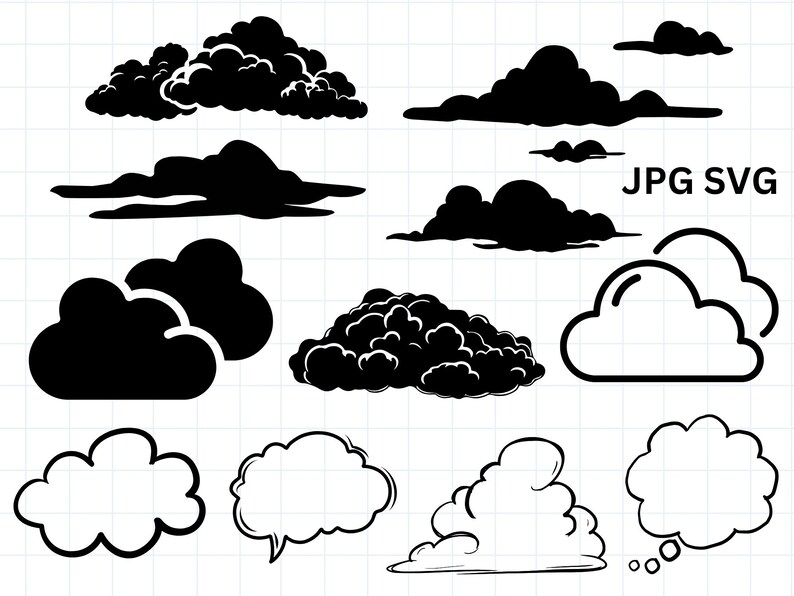 Cloud Svg Bundle, Clouds Svg, Clouds Clipart, Sky Svg, Cloud Svg Files ...