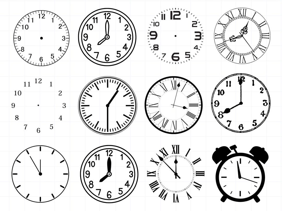 Clock Face SVG Bundle, Clock Svg, Clock Numbers Svg, Roman Numeral ...