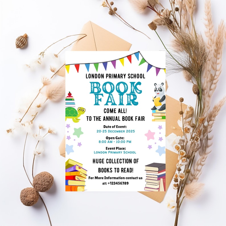 Editable Book Fair Flyer Template, Colorful School Fundraiser ...