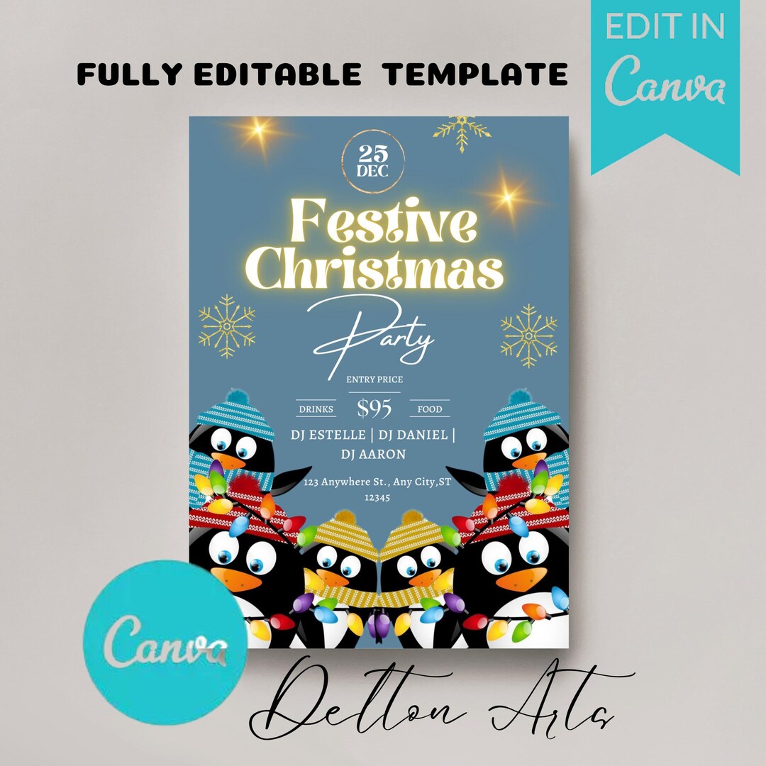 Editable Winter Christmas Invitation Christmas Holiday Invitation ...