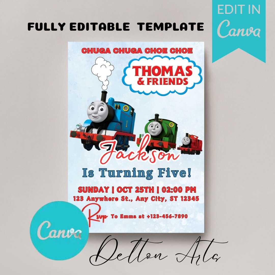 Printable Thomas Train Birthday Invitation, Editable Thomas Party ...