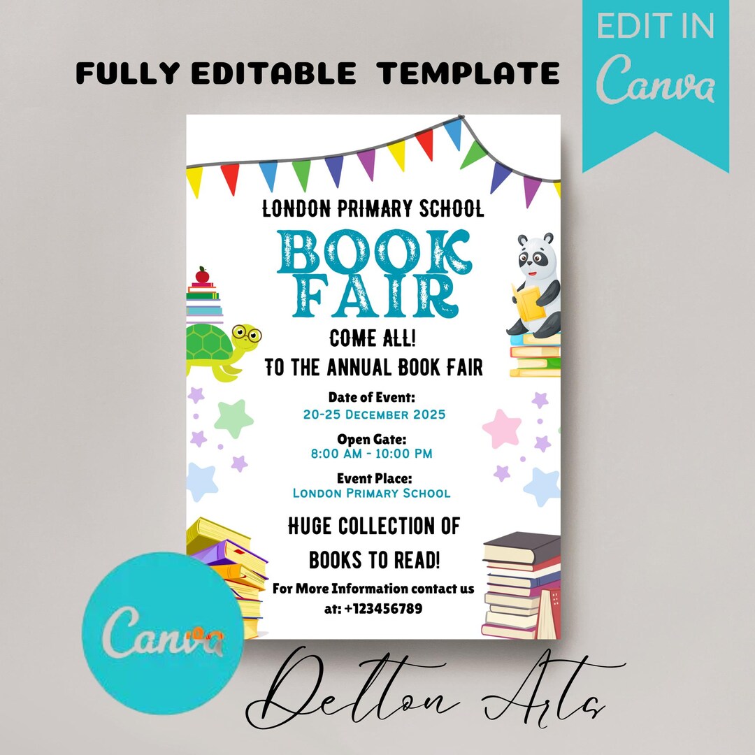 Editable Book Fair Flyer Template, Colorful School Fundraiser ...