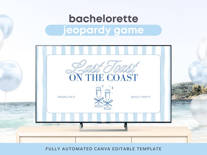 Last Toast on the Coast Bachelorette Jeopardy Game Template Coastal ...
