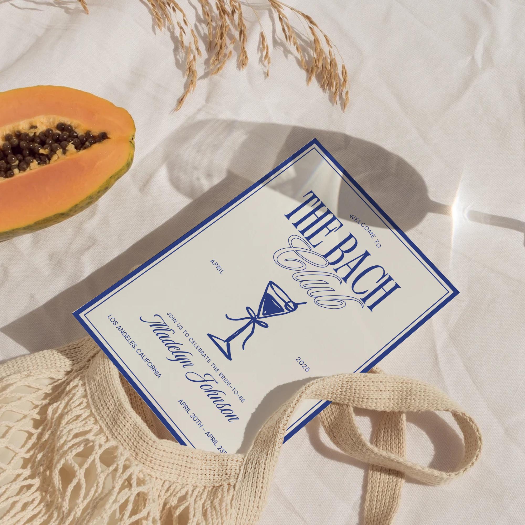 The Bach Club Bachelorette Party Invitation and Itinerary Template ...