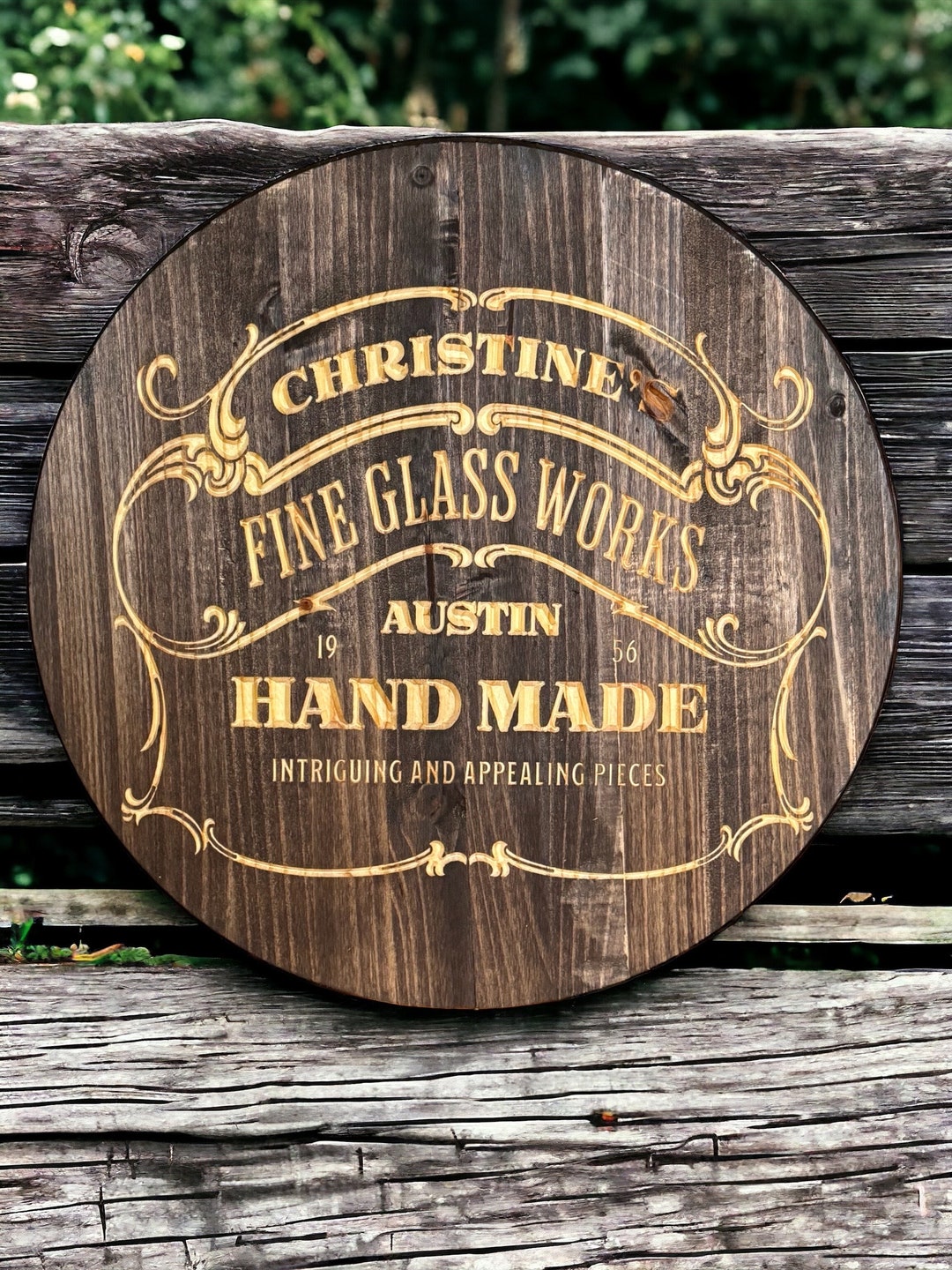 Personalized Vintage Hobby Sign | Custom Round Business Wood Sign ...