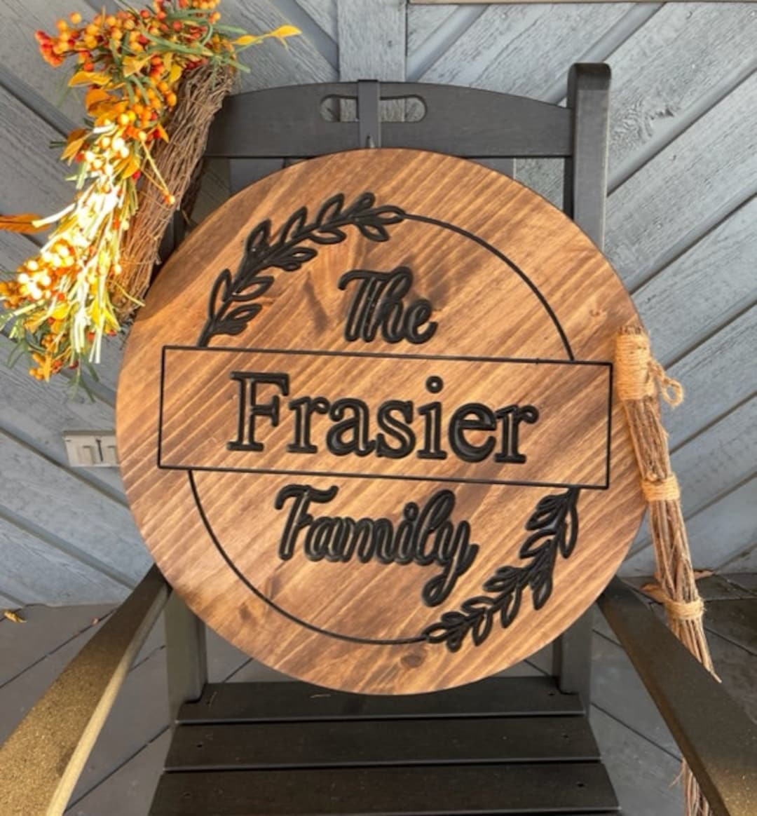 Personalized Circle Family Name Sign | Wood Circle Name Sign | Custom ...