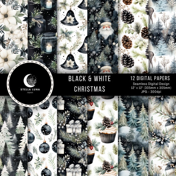 Digital Paper Black and White - Etsy