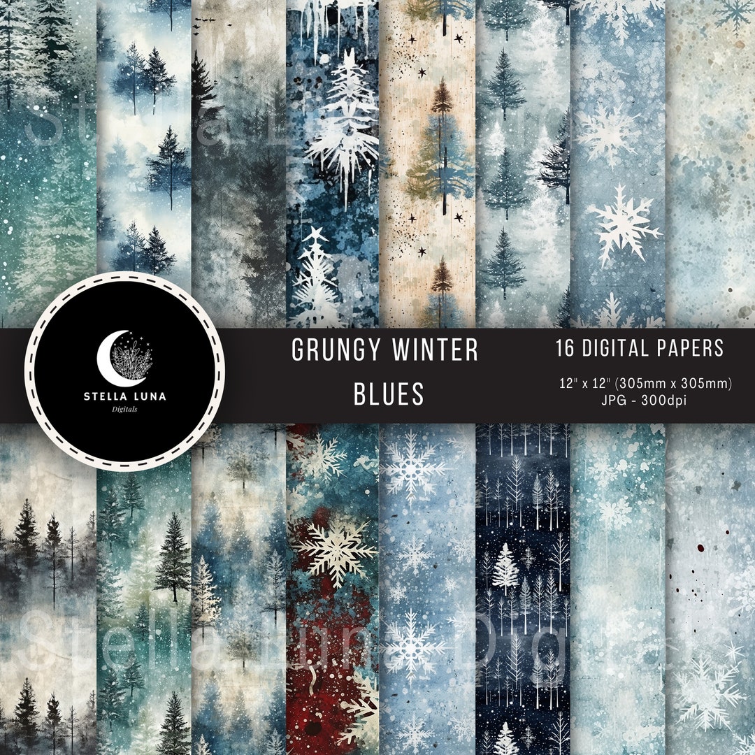 Christmas Digital Printable Paper, Seamless Patterns, Grungy Winter ...