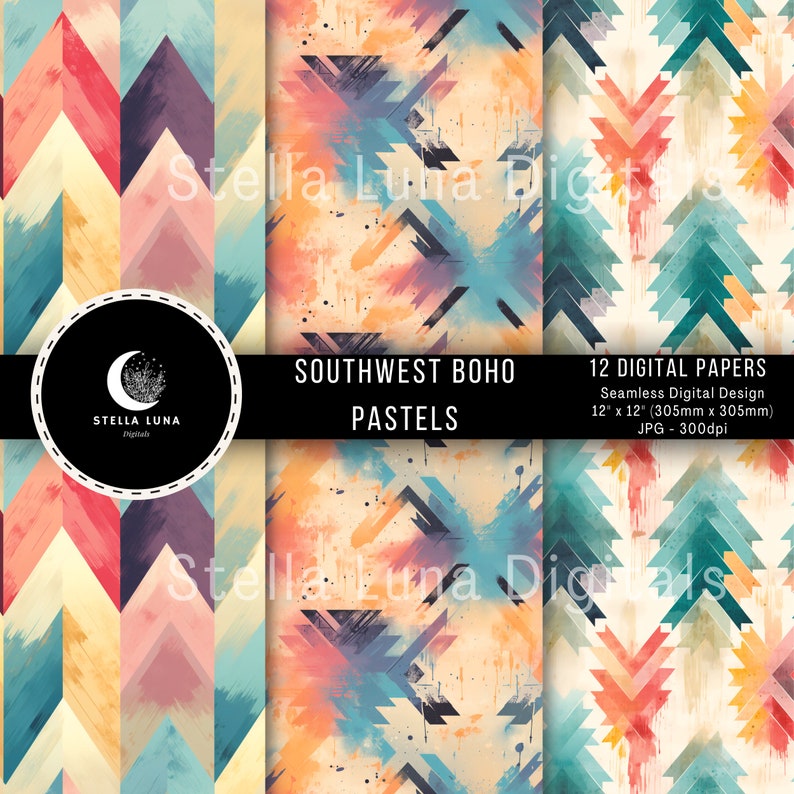 Watercolor Southwest Digital Paper, Western, Seamless Pattern ...