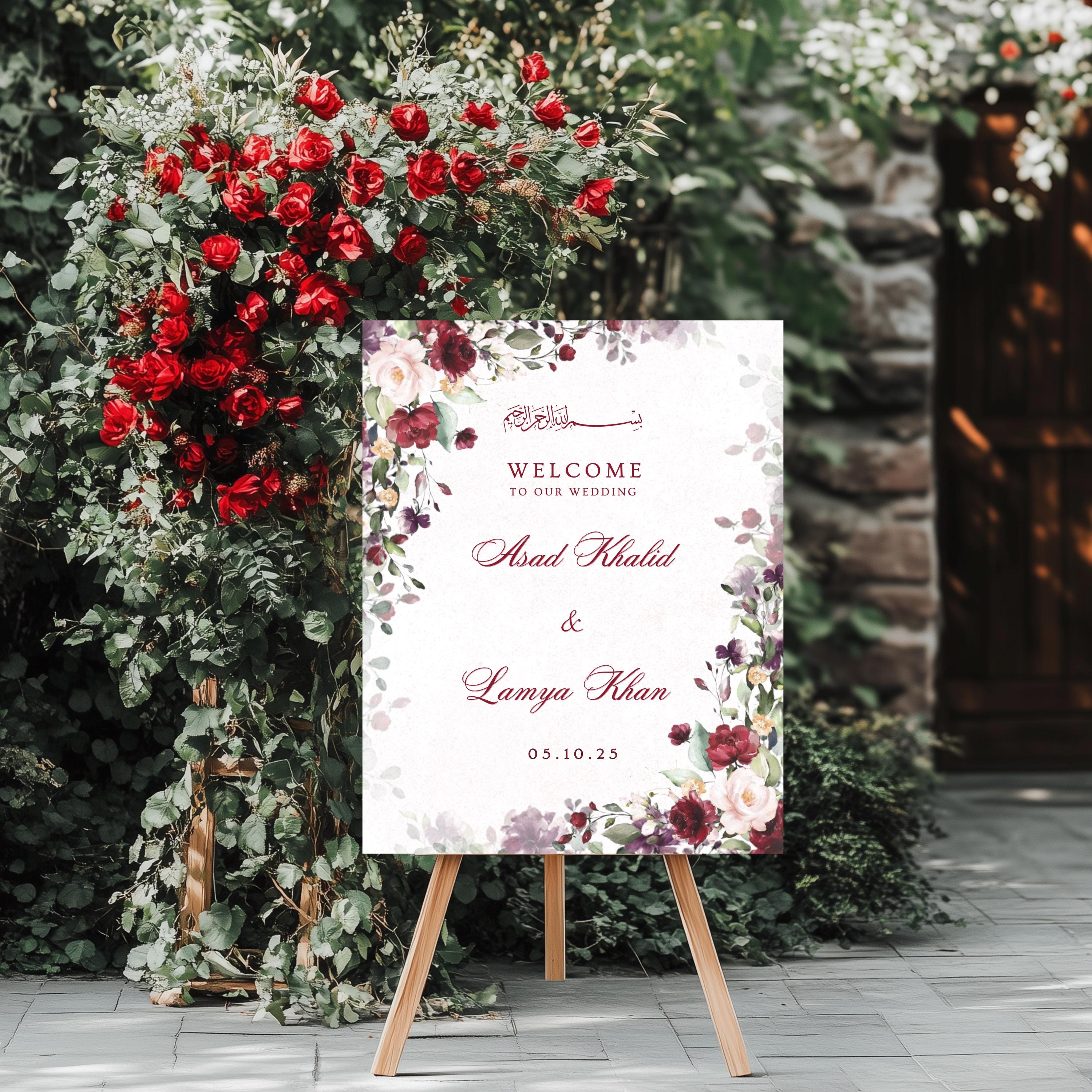 Floral Nikkah Welcome Sign, Islamic Nikkah Sign Template, Nikkah ...