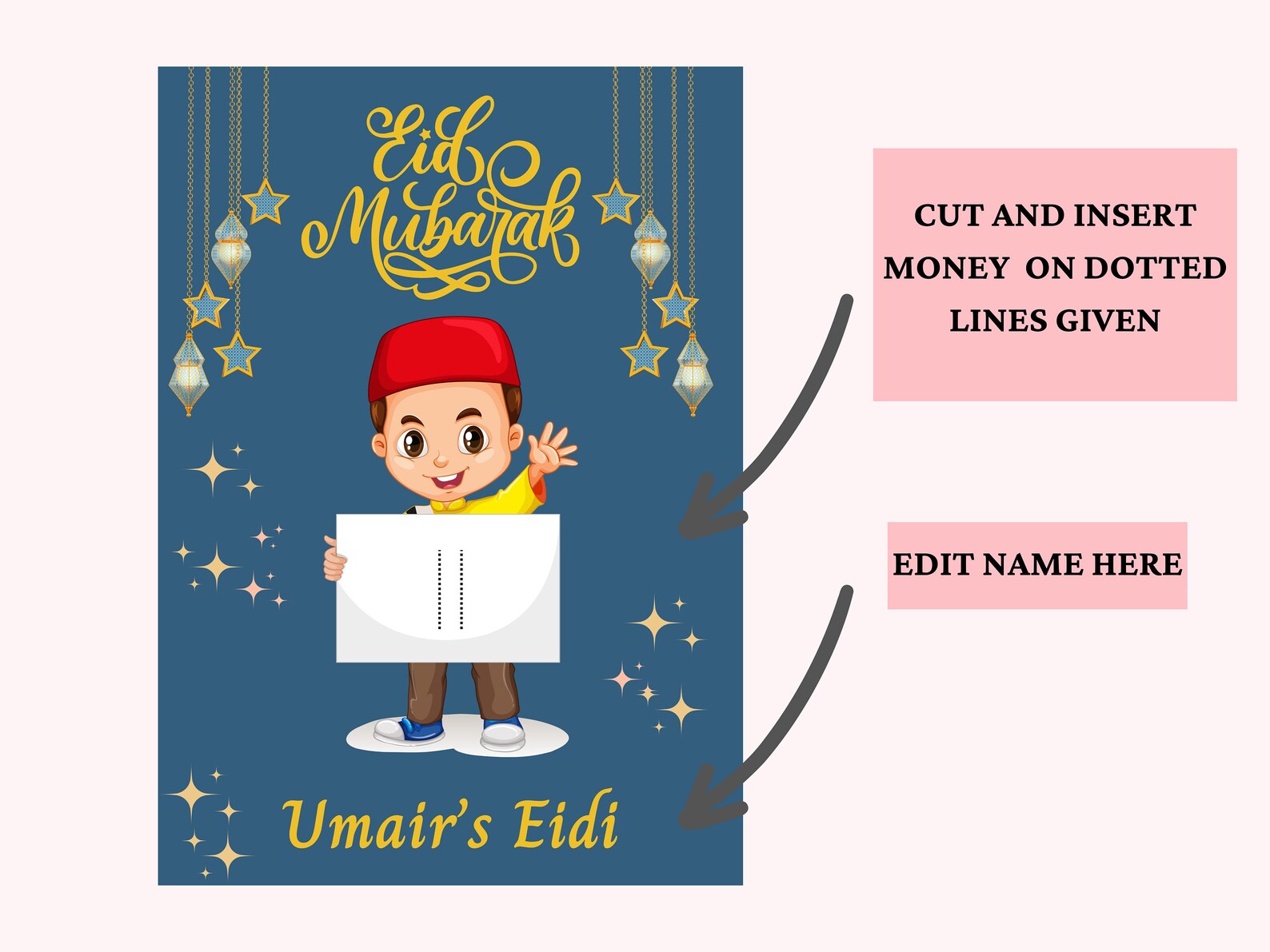 Eid Money Card, 10 Different Designs, Editable Eid Money Envelope ...