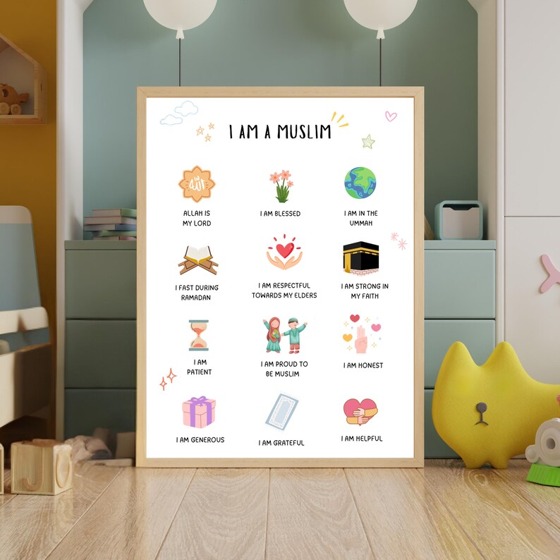 Islamic Affirmations Print, Kids Islamic Print, Muslim Kid Printable ...