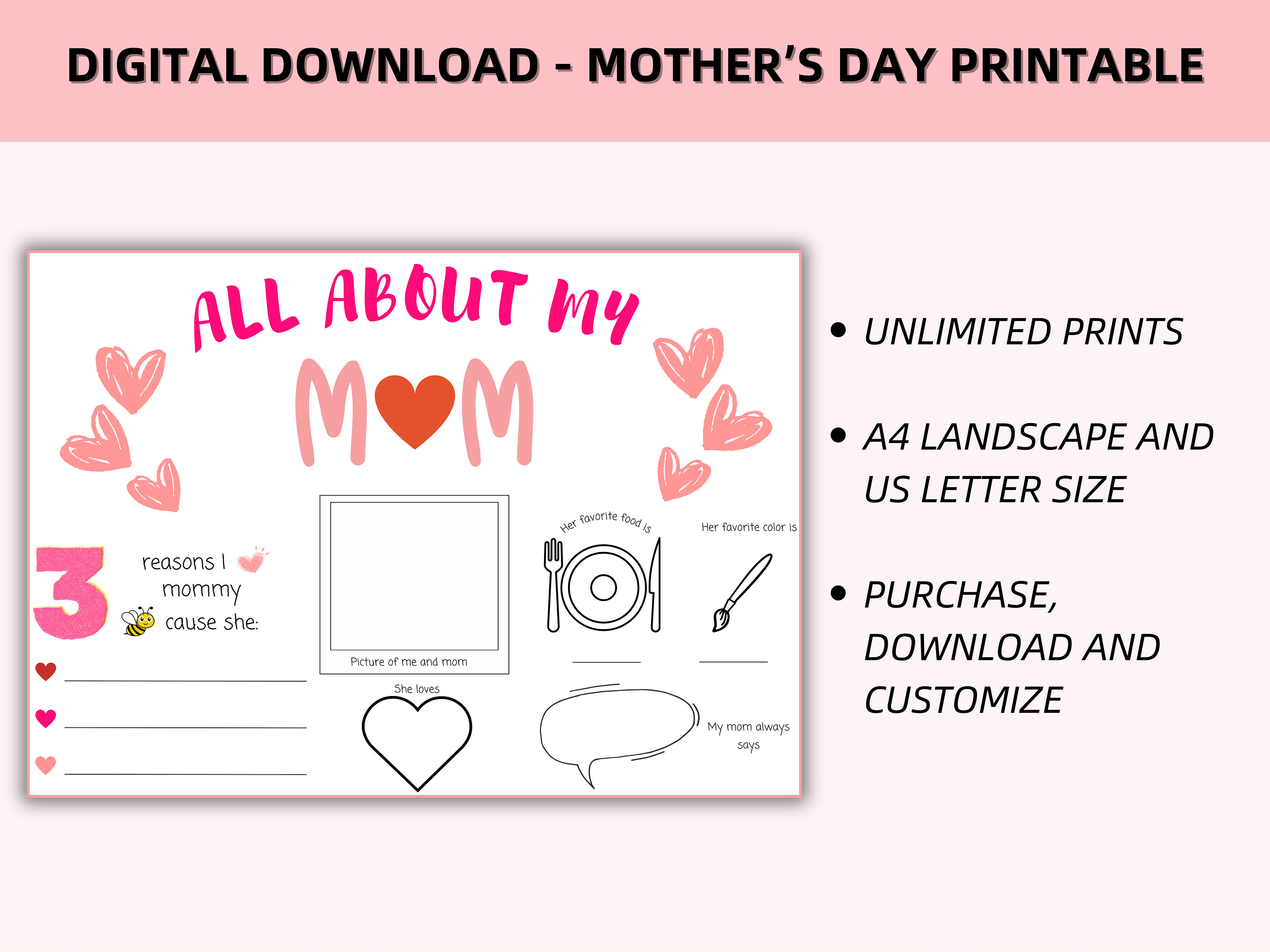 Mother's Day Printable, All About My Mom, Teacher and Parent Resources ...