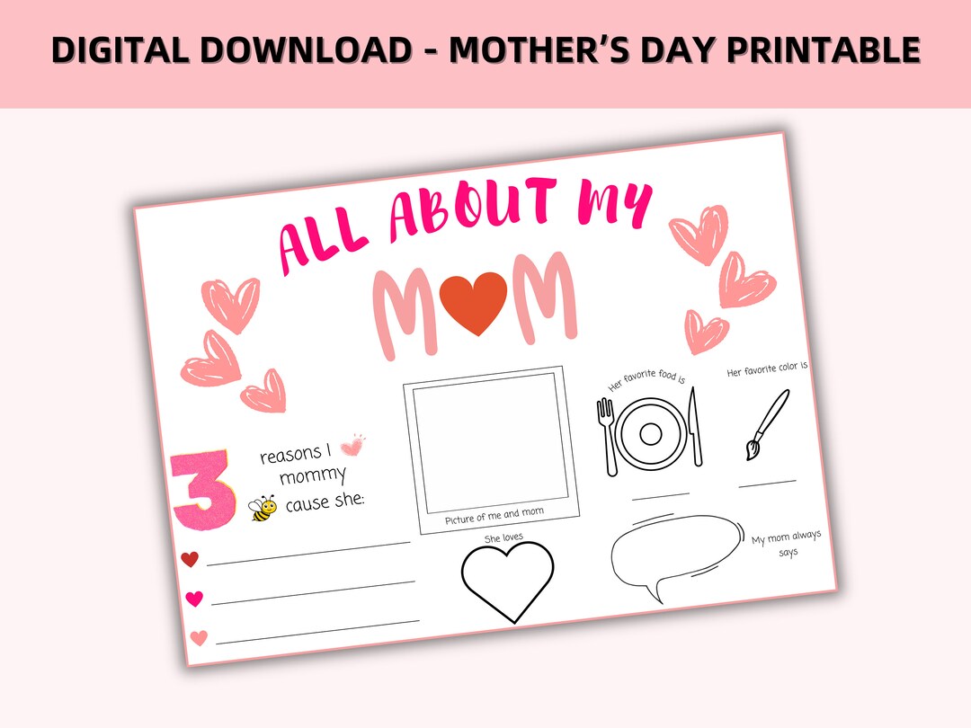 Mother's Day Printable, All About My Mom, Teacher and Parent Resources ...