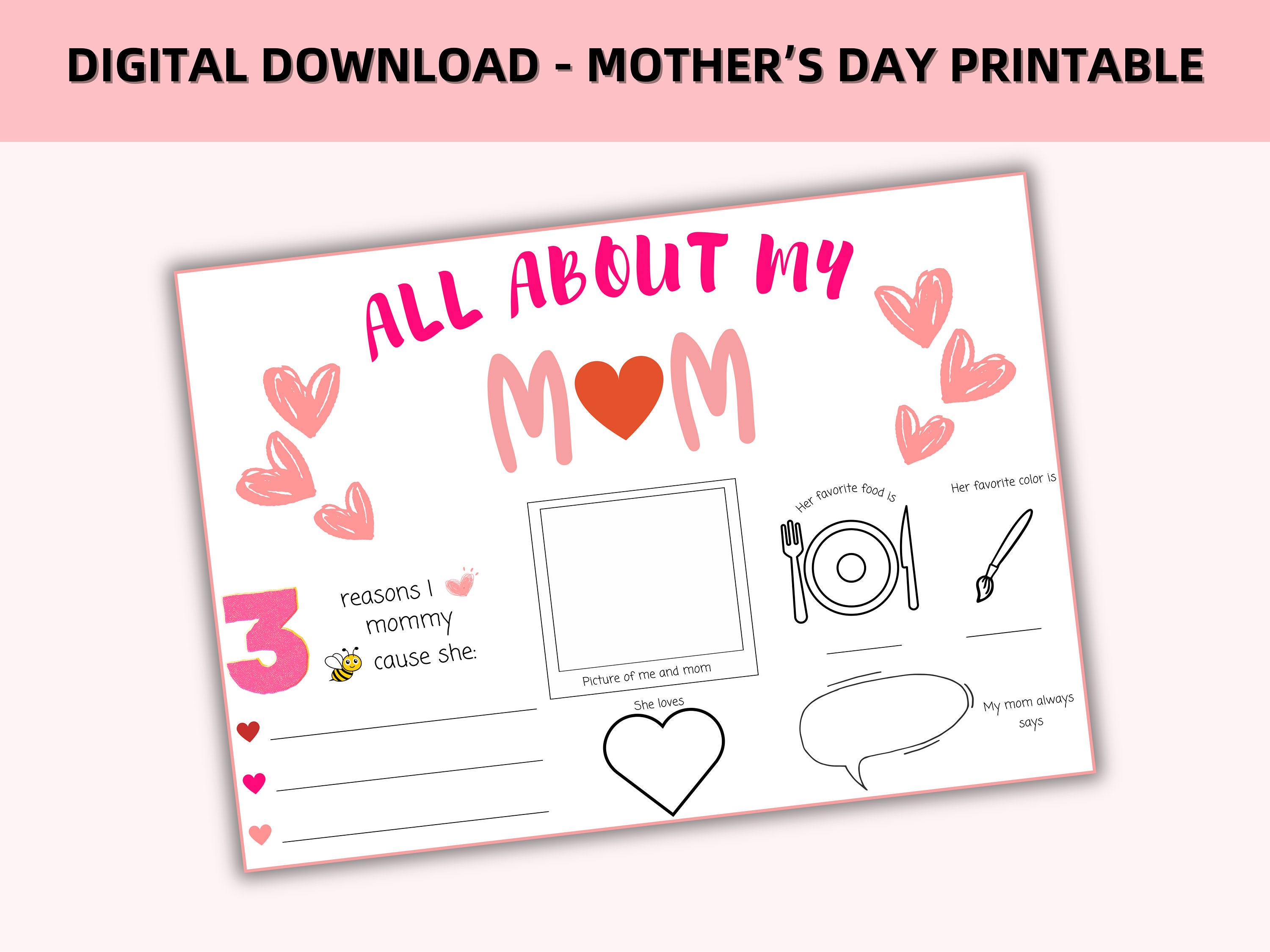 Mother's Day Printable, All About My Mom, Teacher and Parent Resources ...