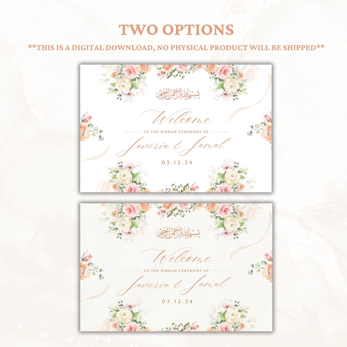 Islamic Nikkah Sign Template, Nikkah Wedding Sign, Floral Nikkah ...