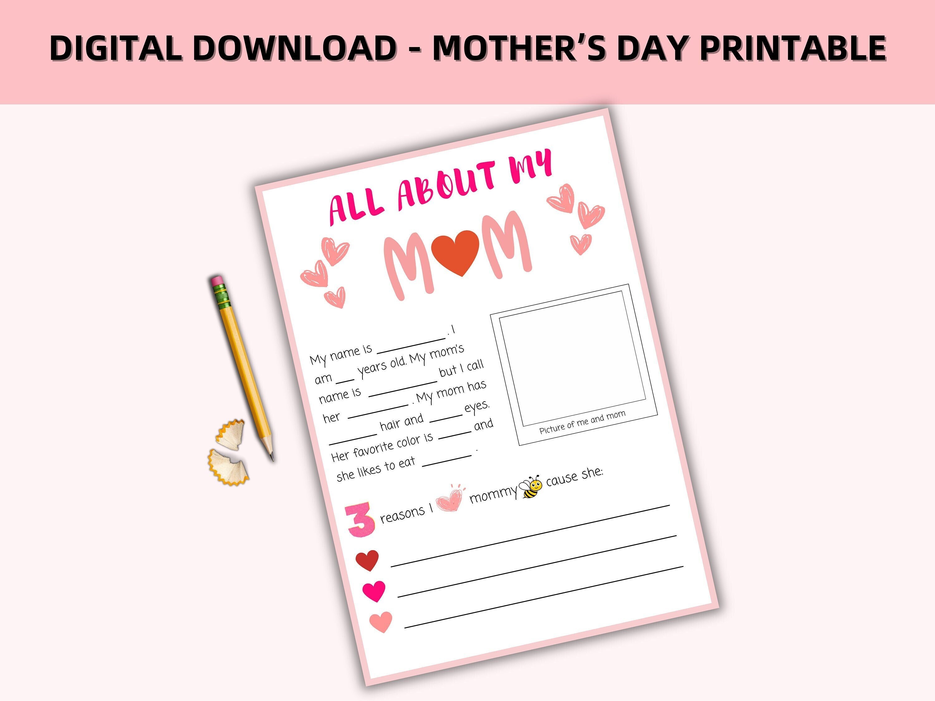 Mother's Day Printable, Teacher and Parent Resources, All About My Mom ...
