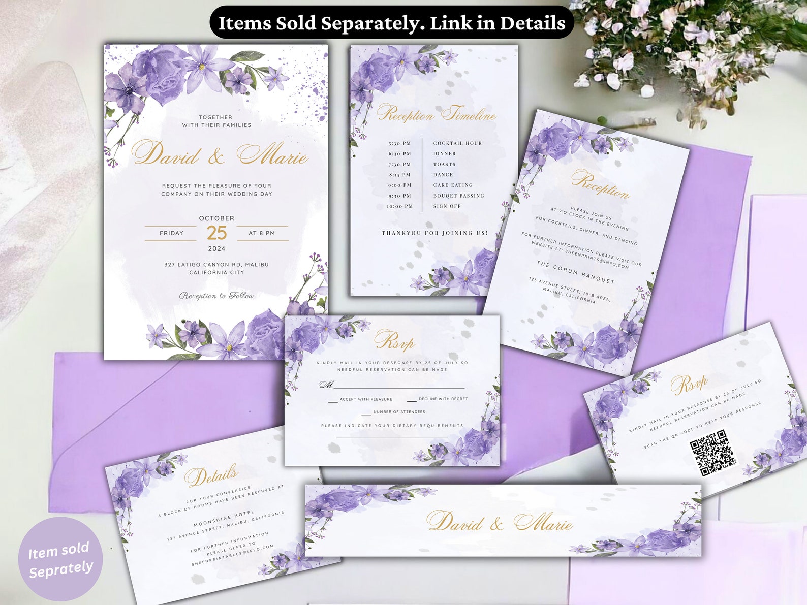 Wedding Seating Chart Template, Boho Lavender Seating Chart, Purple and ...