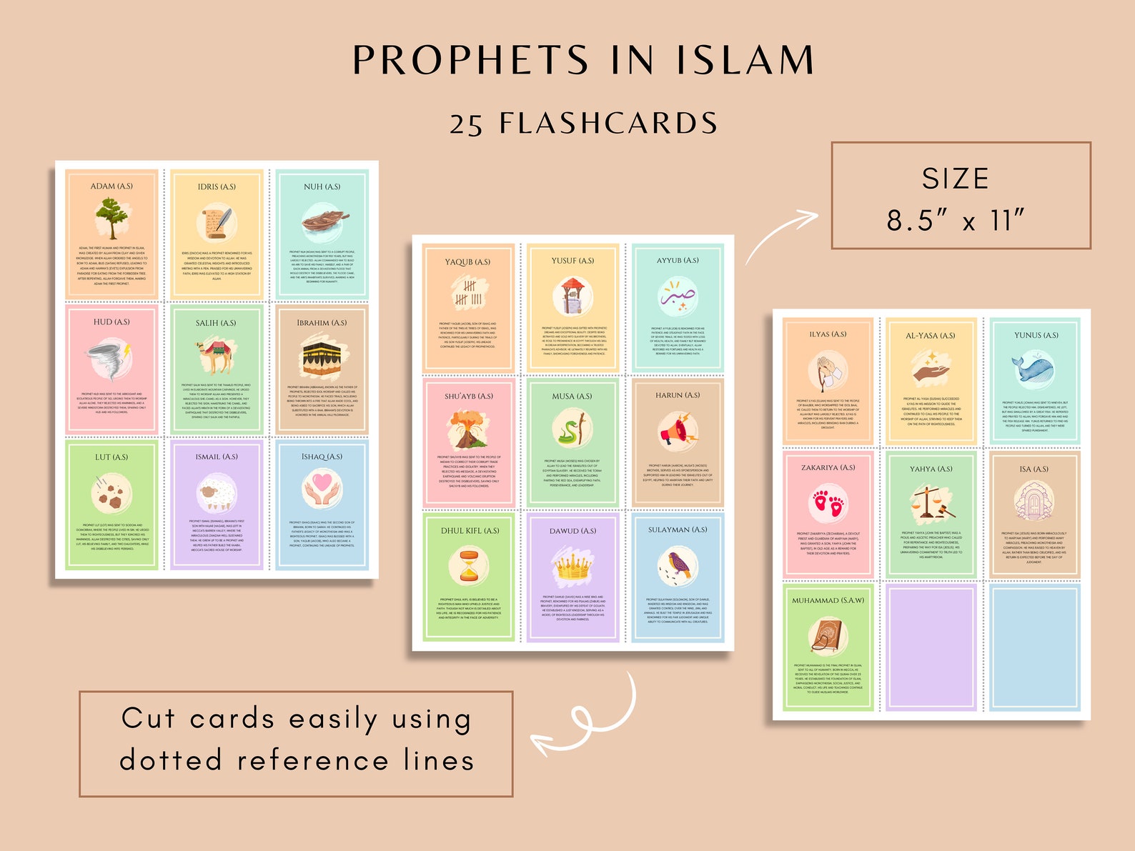 The Prophets in Islam Flashcards, 25 Prophets in Islam Flashcards PDF ...