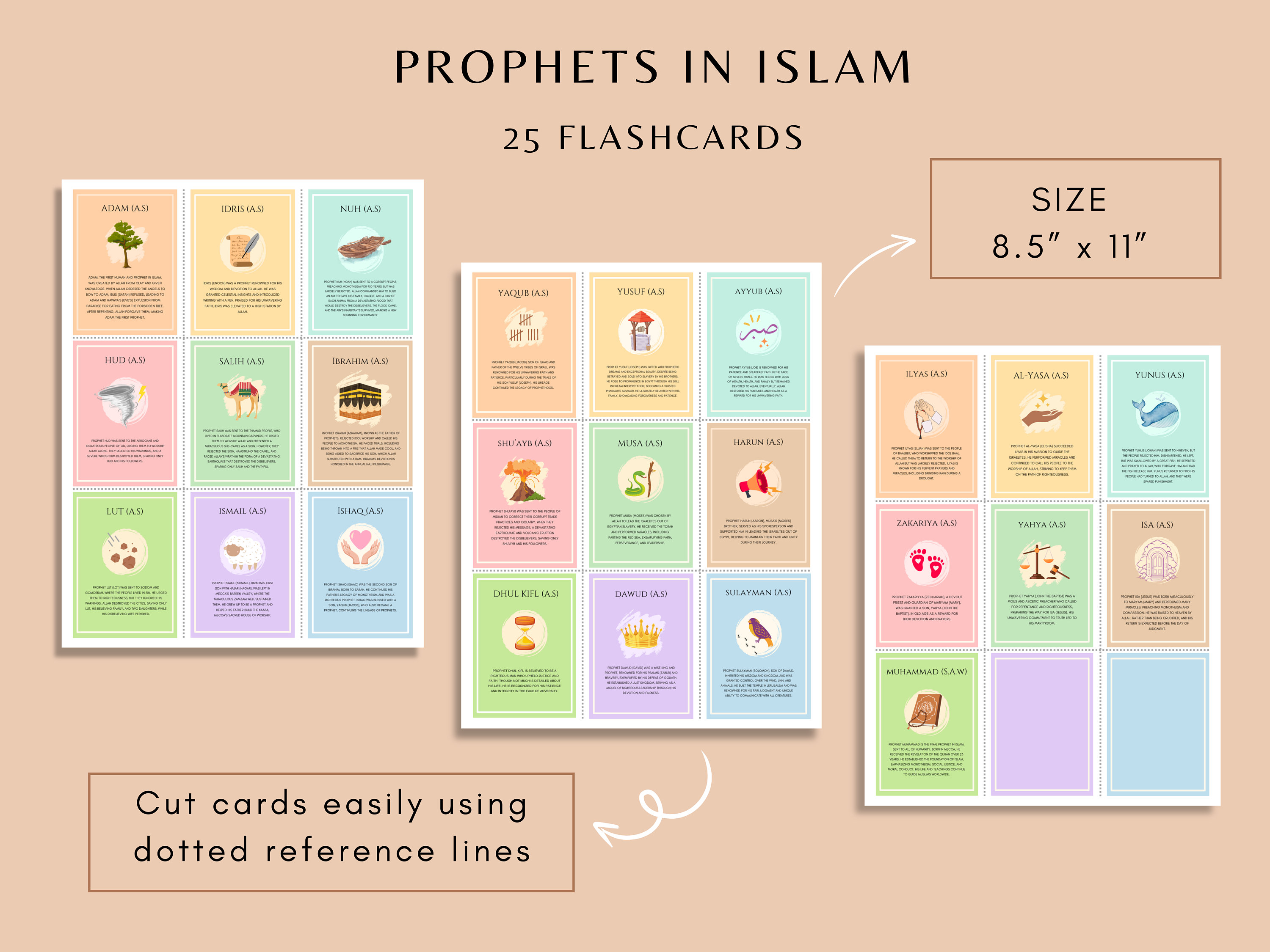 The Prophets in Islam Flashcards, 25 Prophets in Islam Flashcards PDF ...