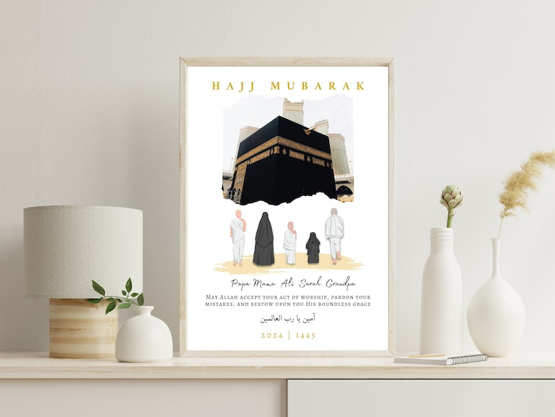 Personalized Hajj Mubarak Print Frame, Digital Hajj Mubarak Frame, Hajj ...