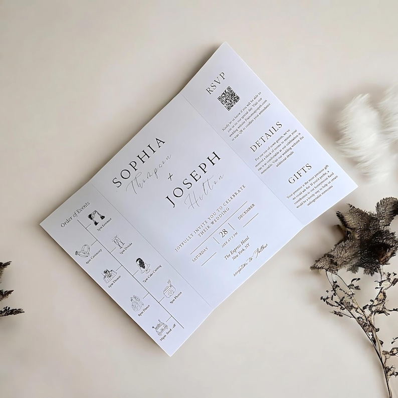 Gatefold Wedding Invite, Photo Wedding Invitation Template, Trifold ...
