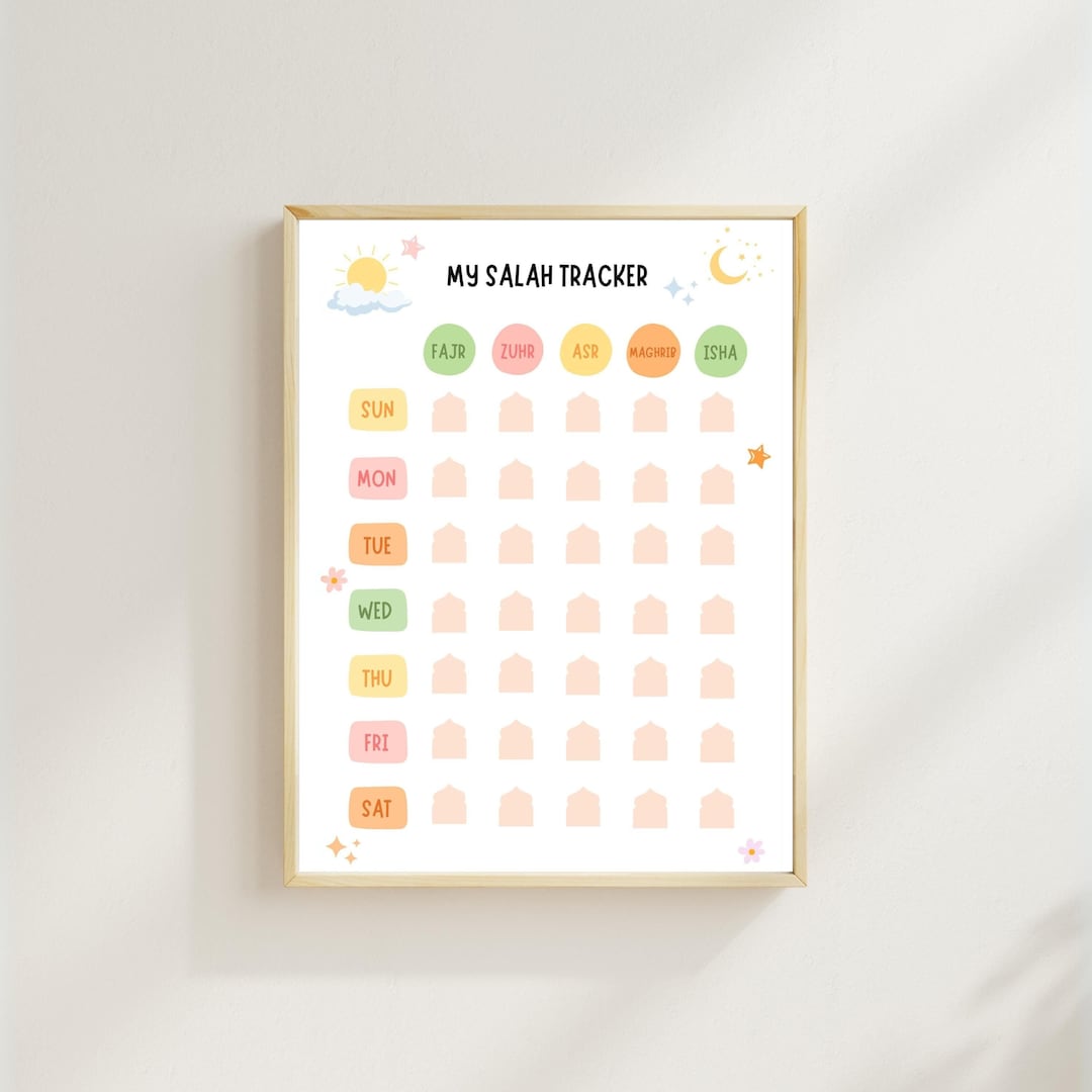 Prayer Tracker, Salah Tracker, Islamic Tracker Kids, Islamic Nursery ...