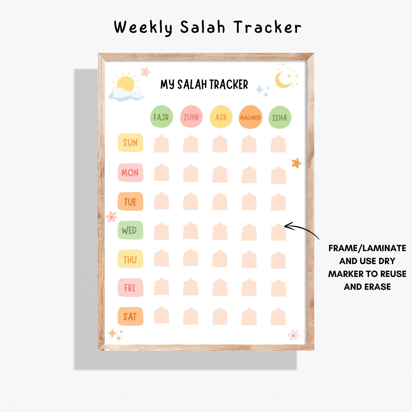 Prayer Tracker, Salah Tracker, Islamic Tracker Kids, Islamic Nursery ...