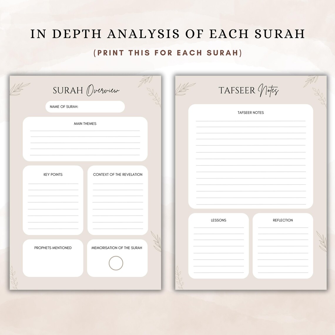 Digital Quran Journal, Quran Tracker PDF, Quran Study Planner, Quran ...