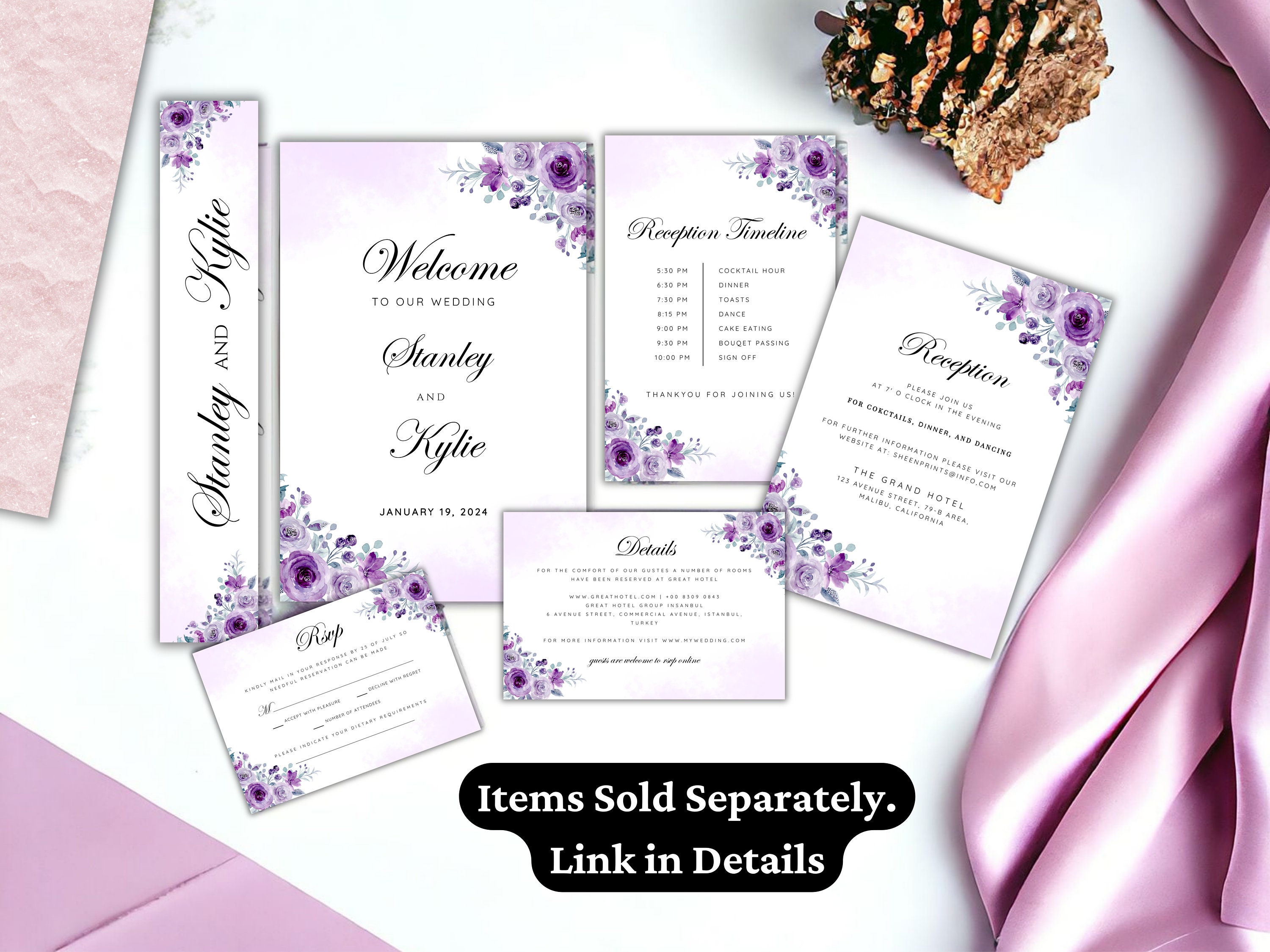 Lavender Wedding Seating Chart Template, Purple Wildflower Seating ...