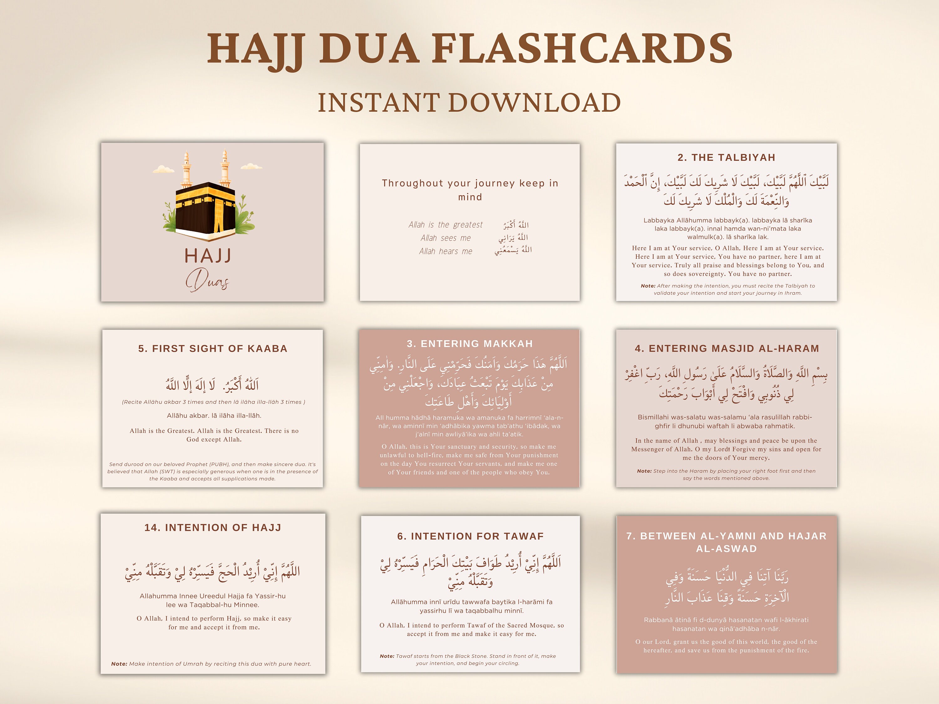 Hajj Dua Cards, Printable Hajj Duas, Hajj Dua Flashcards, Hajj Dua Book ...