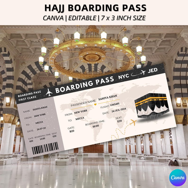 Custom Umrah Boarding Pass, Hajj Umrah Ticket, Hajj Boarding Pass ...