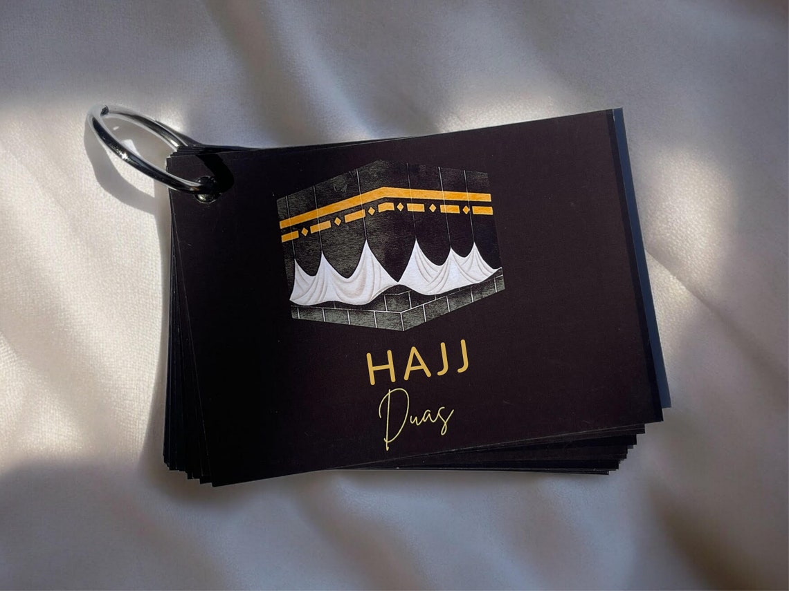 Hajj Dua Cards, Black Hajj Duas Printable Cards, Hajj Dua Flashcards ...