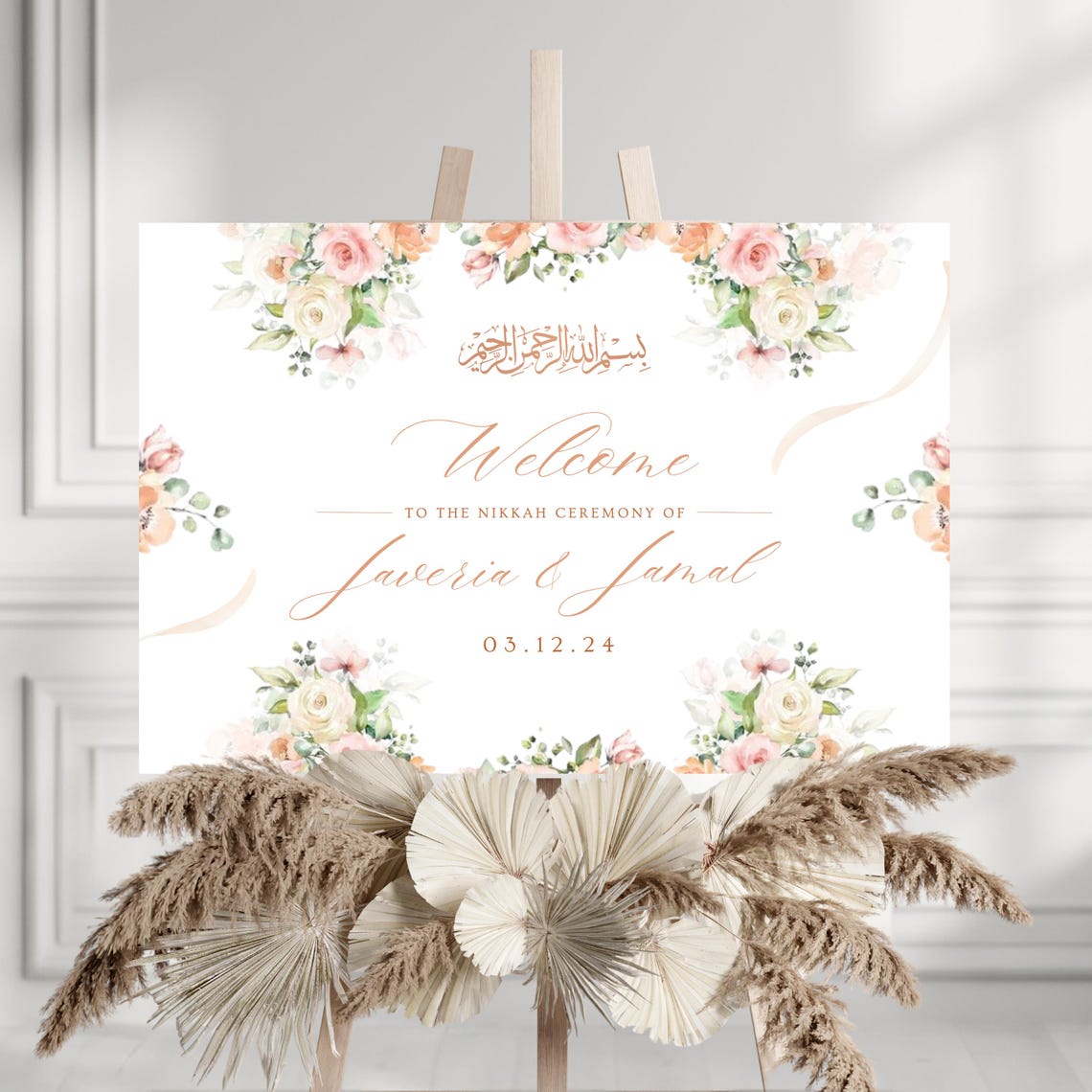 Islamic Nikkah Sign Template, Nikkah Wedding Sign, Floral Nikkah ...