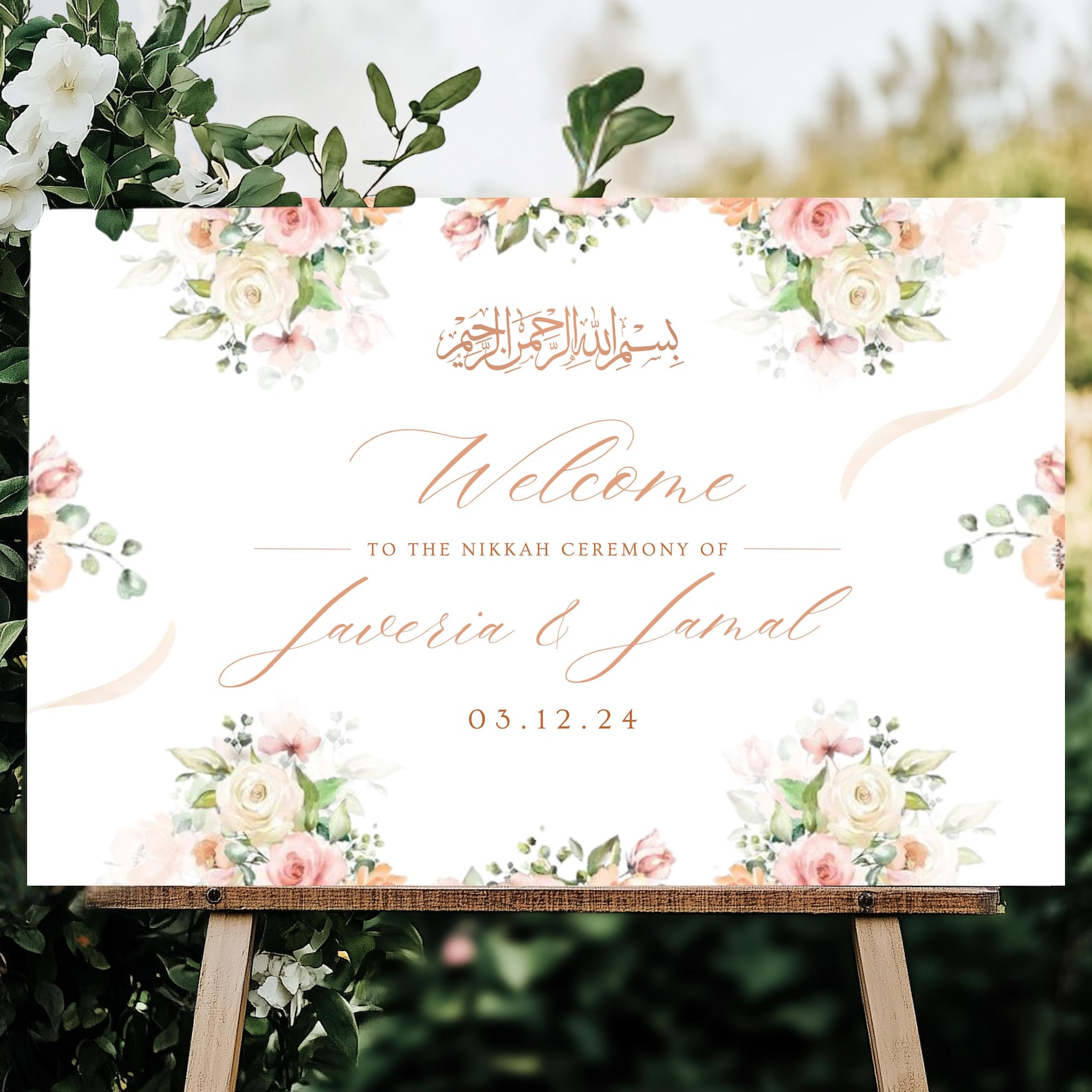 Islamic Nikkah Sign Template, Nikkah Wedding Sign, Floral Nikkah ...