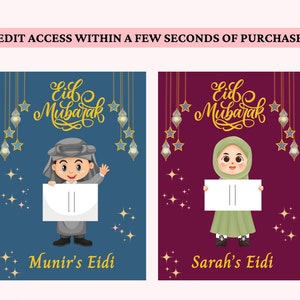 Eid Money Card, 10 Different Designs, Editable Eid Money Envelope ...