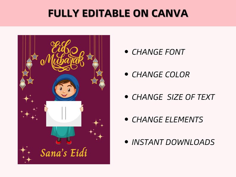 Eid Money Card, 10 Different Designs, Editable Eid Money Envelope ...