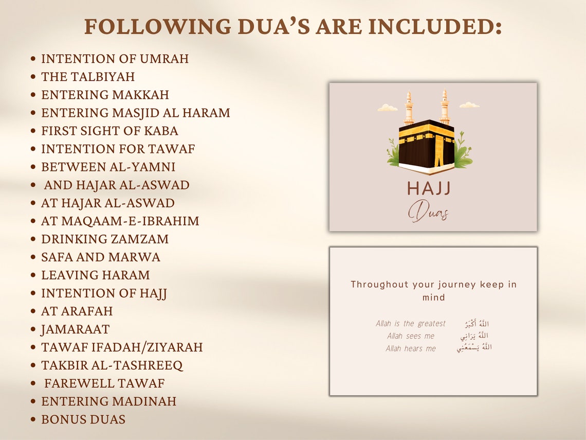 Hajj Dua Cards, Printable Hajj Duas, Hajj Dua Flashcards, Hajj Dua Book, Umrah Islamic Dua Cards ...