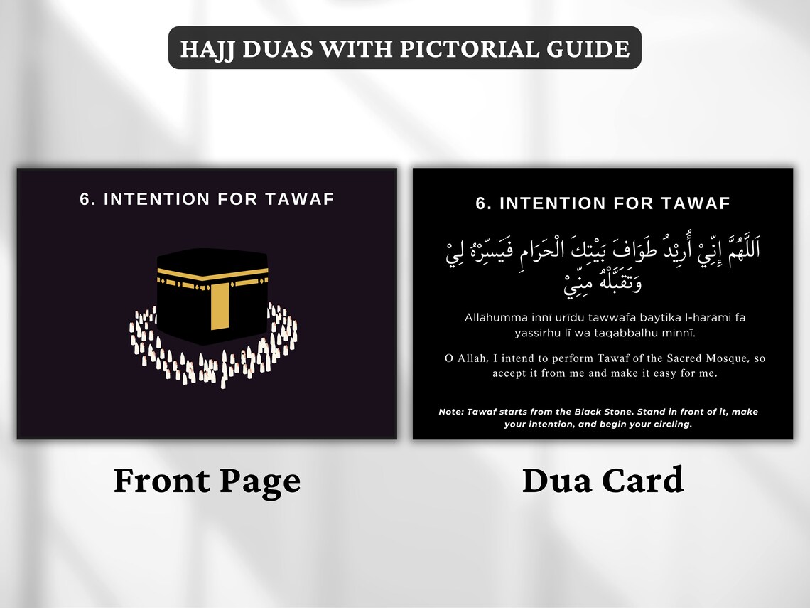 Hajj Dua Cards, Black Hajj Duas Printable Cards, Hajj Dua Flashcards, Hajj Duas PDF, Islamic ...