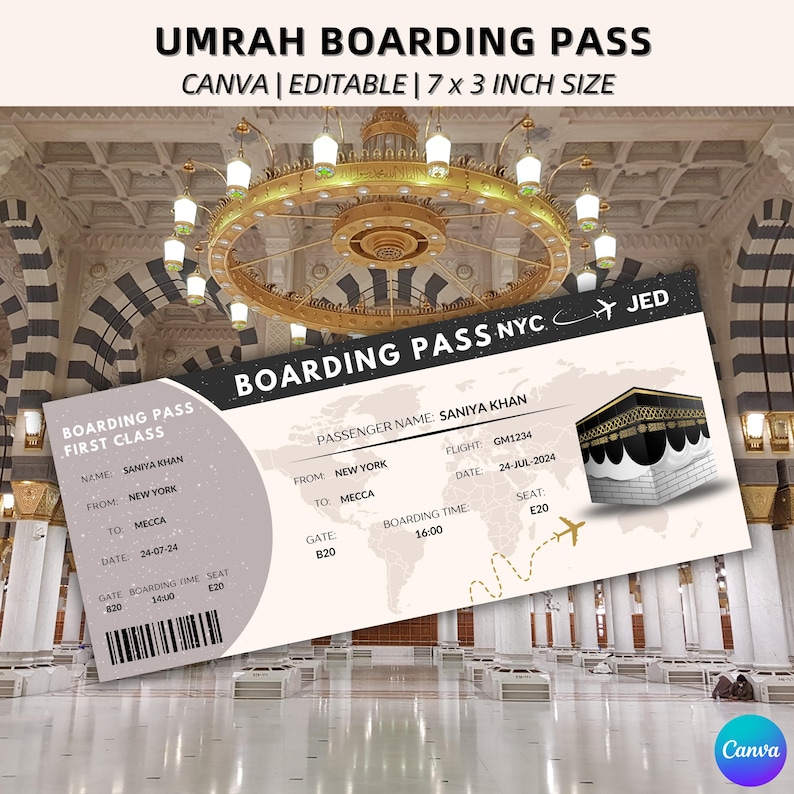Umrah Boarding Pass, Custom Umrah Ticket, Hajj Boarding Pass, Hajj ...