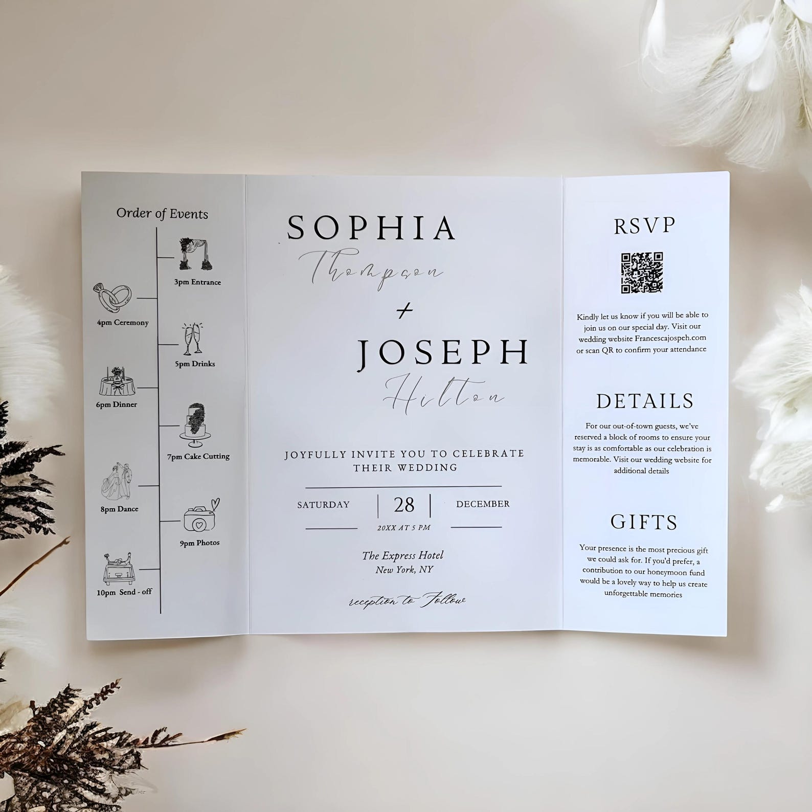 Gatefold Wedding Invite, Photo Wedding Invitation Template, Trifold ...