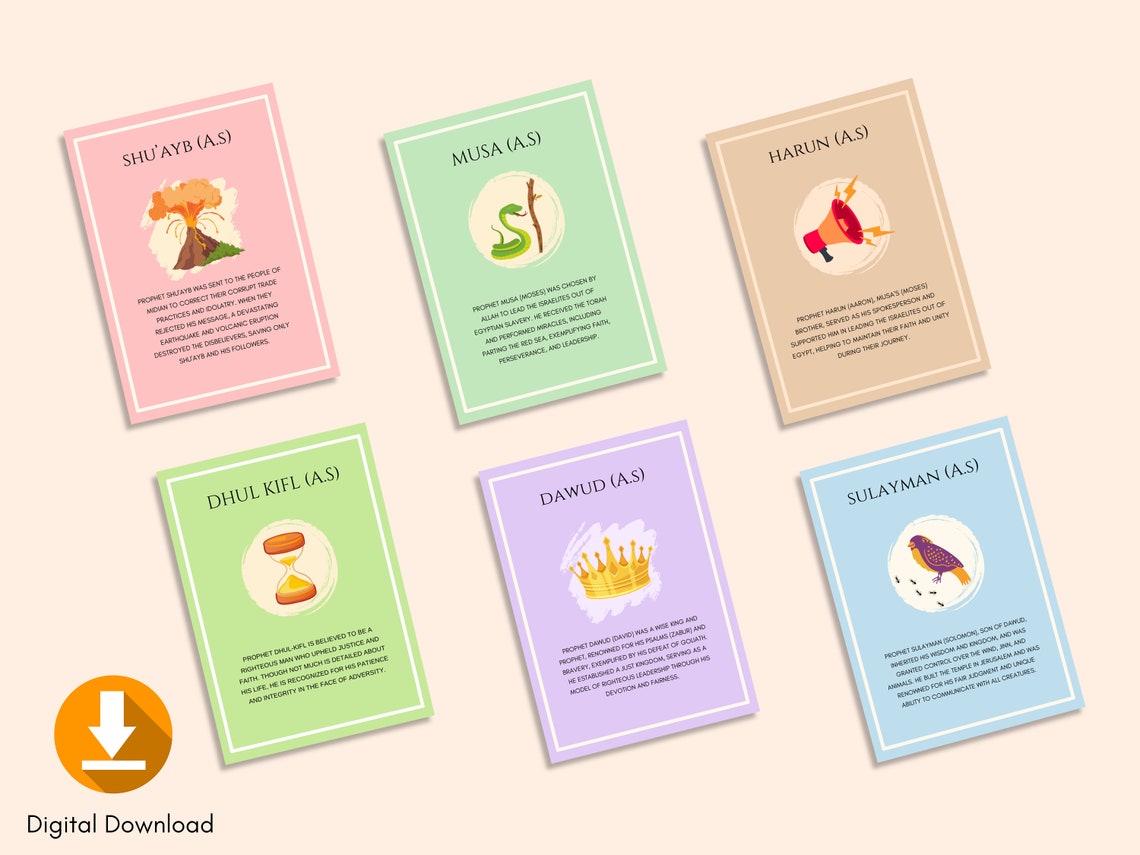 The Prophets in Islam Flashcards, 25 Prophets in Islam Flashcards PDF ...