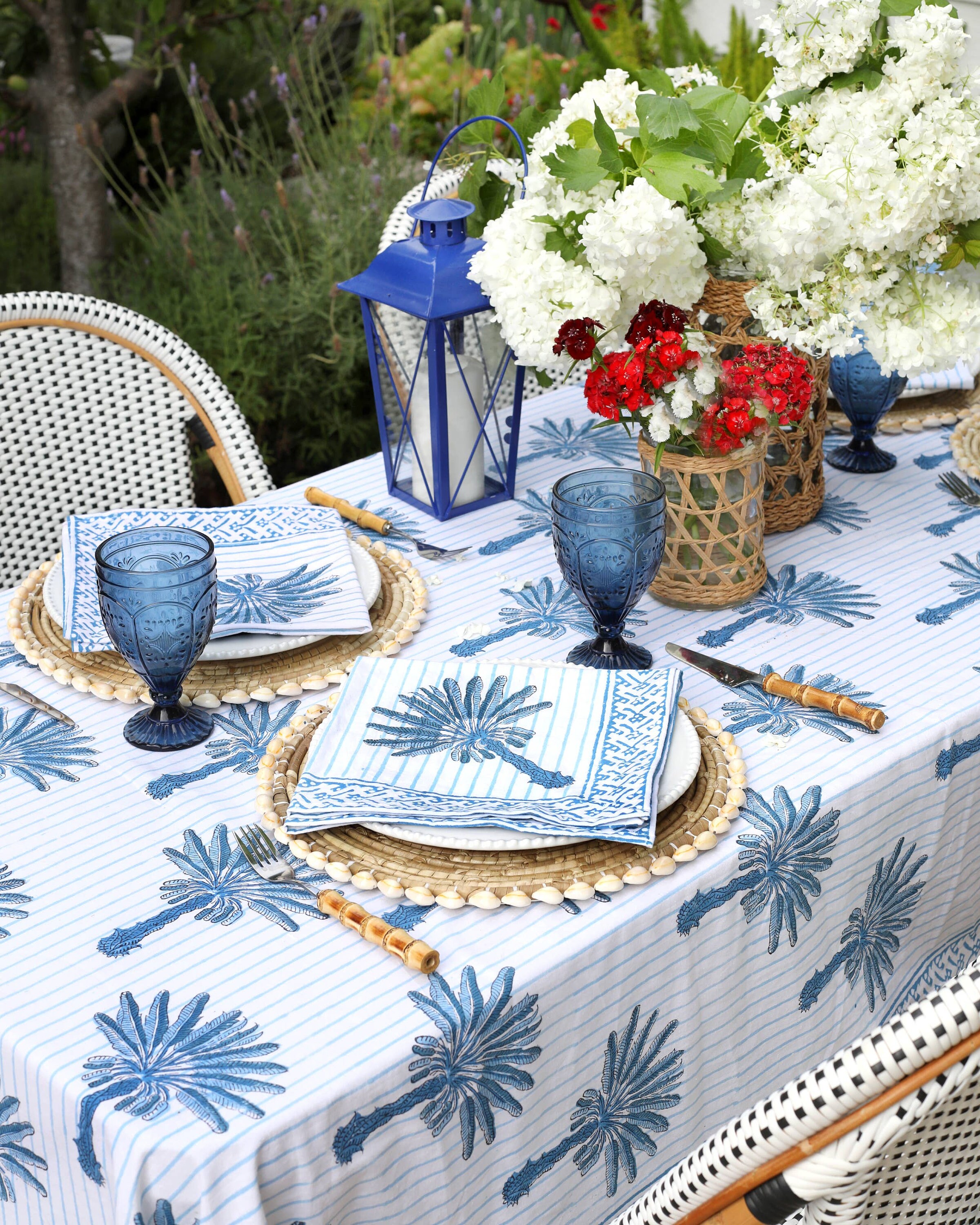 Block Print Palm Tree Tablecloth - Etsy