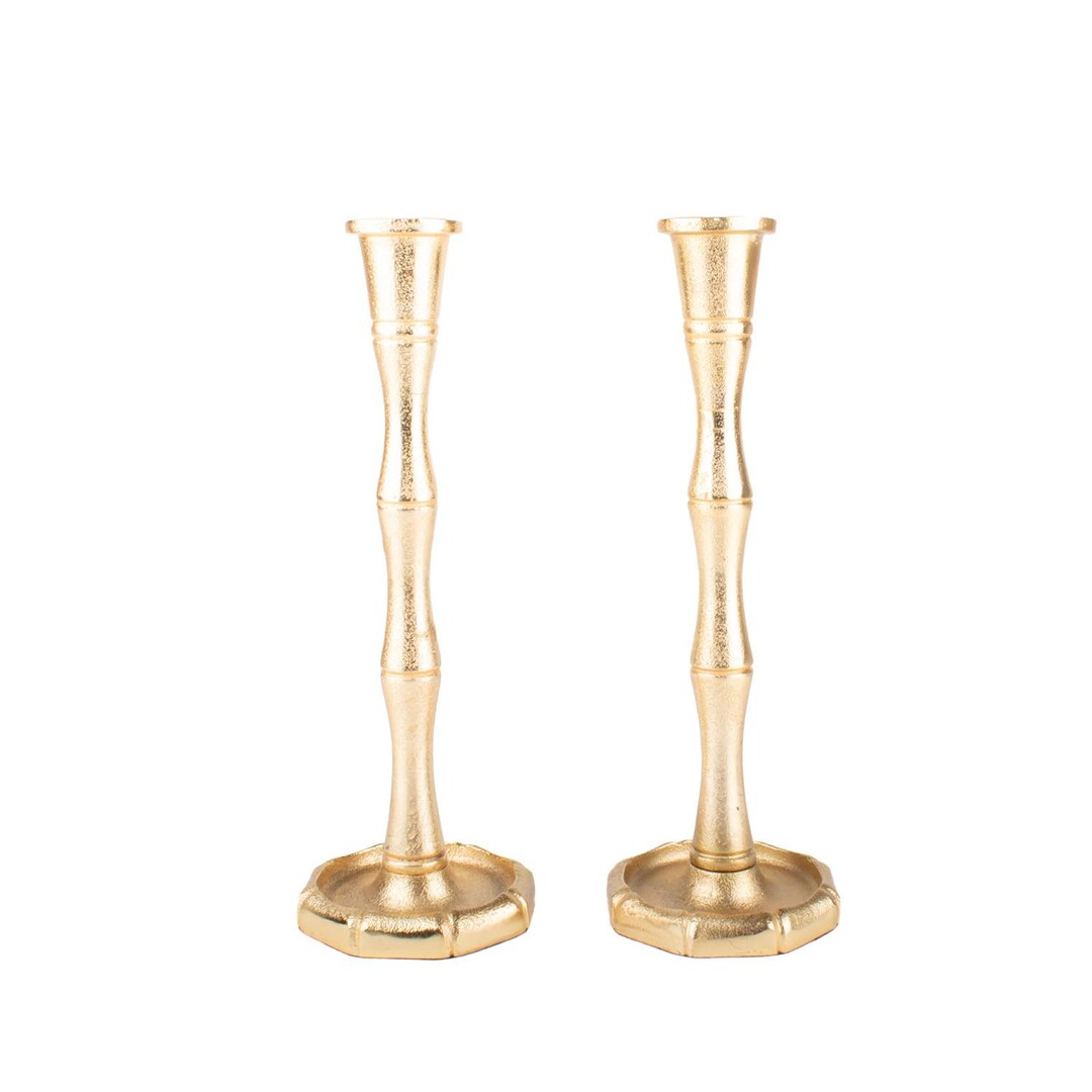 Gold Bamboo Candlestick Set - Small - Etsy