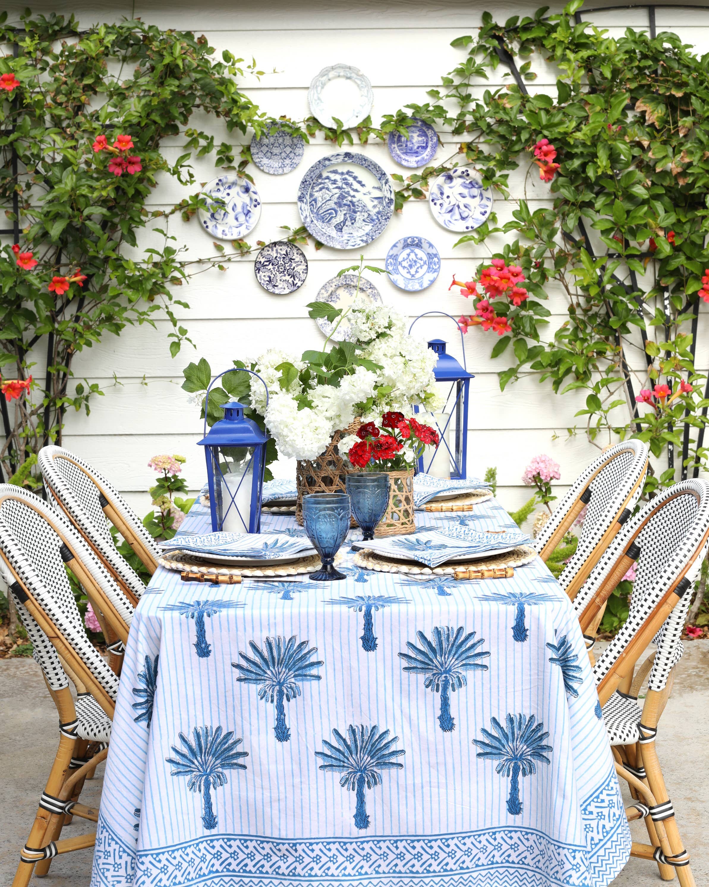 Block Print Palm Tree Tablecloth - Etsy