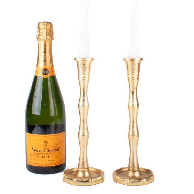 Gold Bamboo Candlestick Set - Small - Etsy